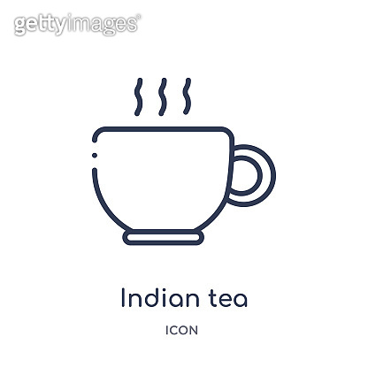 Linear indian tea icon from India outline collection. Thin line indian ...