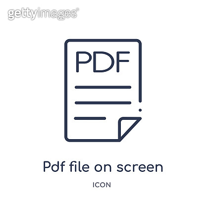 Linear pdf file on screen icon from Education outline collection. Thin ...