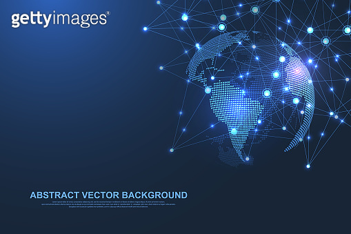 Global network connections with points and lines. Internet connection background. Abstract ...