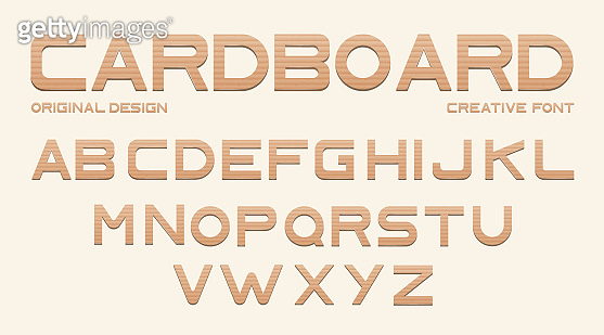 Cardboard font, alphabet from brown craft paper (1196788715) - 게티이미지뱅크