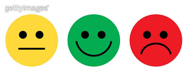 Happy bad normal good emoji vector yellow green and red. Vector circle ...