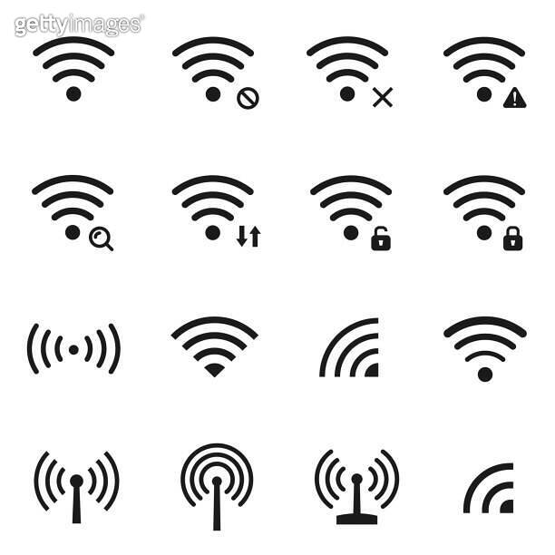 Wireless network set, communication and connection symbol 이미지 ...