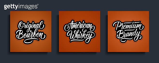 American Whiskey, Original Bourbon, Premium Brandy handwritten labels ...