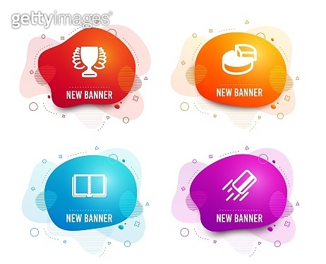 Winner, Pie chart and Book icons. Credit card sign. Sports achievement ...