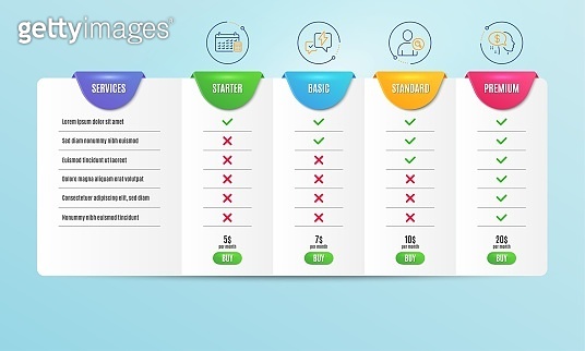 Find user, Calendar and Lightning bolt icons set. Pay sign. Search ...