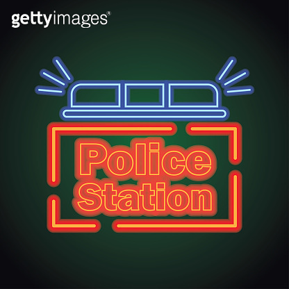 police station neon sign effect for police station office. vector ...