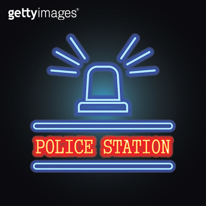 police station neon sign effect for police station office. vector ...