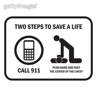 CPR Cardiopulmonary Resuscitation sign and symbol (1170702052) - 게티이미지뱅크