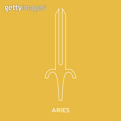 Aries zodiac sign. Line style icon of zodiacal weapon sword. One of 12 ...