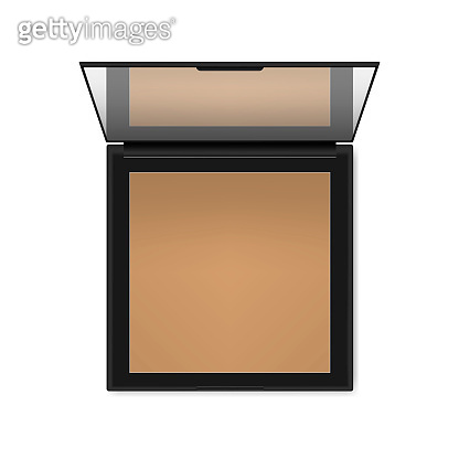 Compact make-up powder isolated on white background, realistic mockup ...