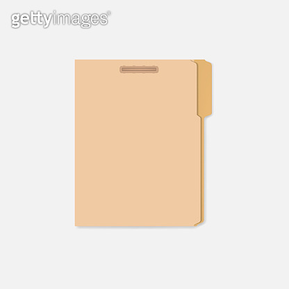 Closed file folder with cut tab and interior fastener to keep documents ...