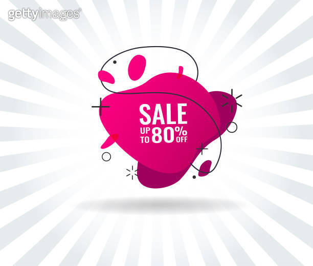 Retro-futuristic promotion banner, scroll, price tag. Vector ...