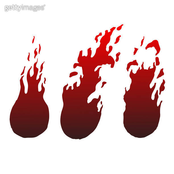 Yellow and red fire. Set of hand drawn frames. Vector illustration. Set ...