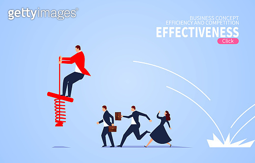 Businessman uses spring to jump in front of his companion (1157338134 ...