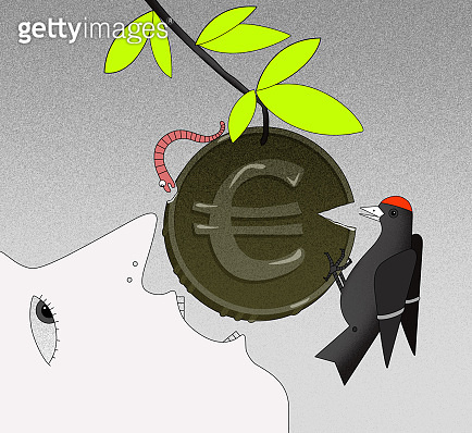 The face of a person in profile with an open mouth, tries to bite off ...