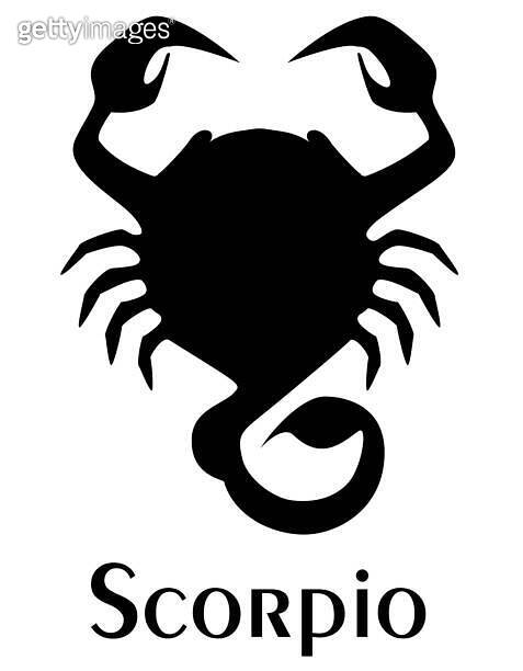 Scorpio, zodiac sign. Logo. Tattoo. Vector silhouette image. 이미지 ...