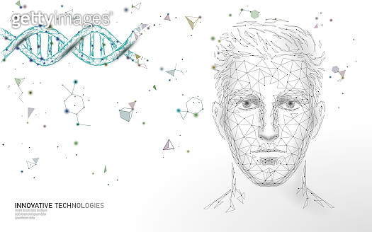 DNA molecule treatment polygonal science research 3D. Low poly male ...