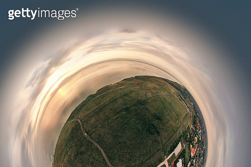 Little planet 360 degree sphere. Panoramic aerial top view to beautiful ...