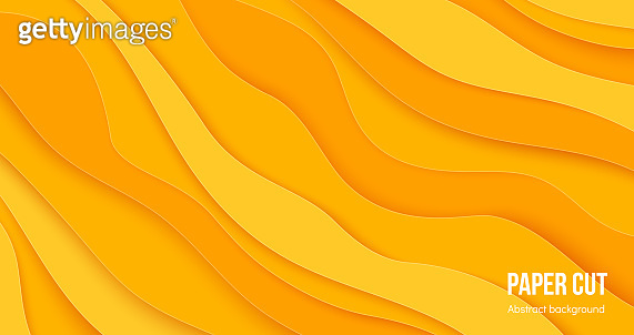 Paper cut background. 3D abstract wave layers, flat origami poster ...