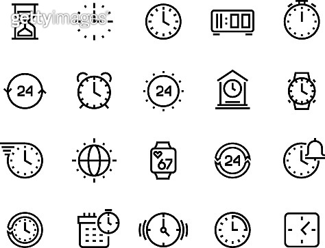 Time line icons. Clock calendar timer watch and hourglass vector ...