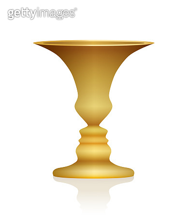 Optical illusion. Vase with two faces in profile. Golden colored three ...