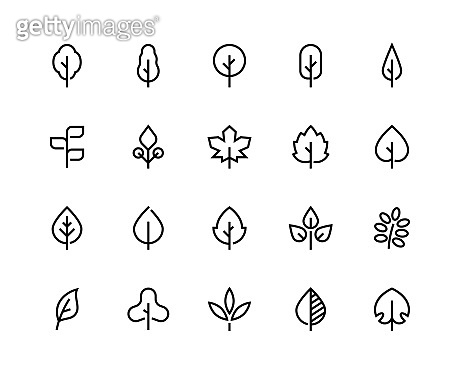 1901.m30.i020.n003.S.c12.683694406 Leaf line icons. Minimalist modern plant design eco tree ...