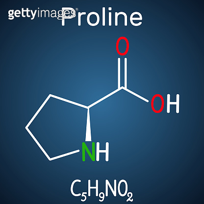 Proline (L- proline, Pro , P) proteinogenic amino acid molecule ...