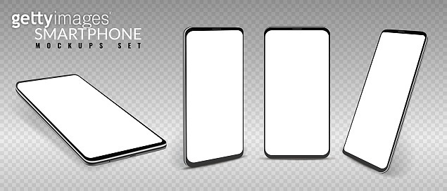 Realistic smartphone mockup. Smartphones in different view angles ...