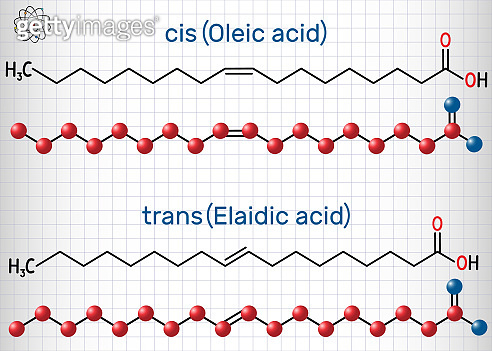 Oleic acid (cis ) and elaidic acid (trans), omega-9 fatty acids are ...