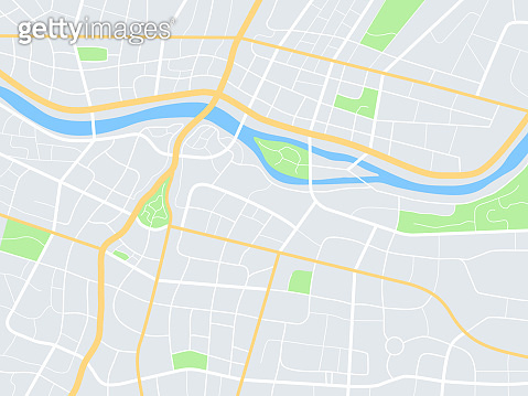 City map. Town streets with park and river. Downtown gps navigation ...