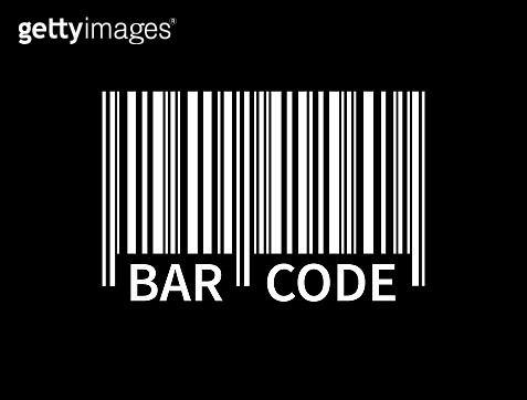 Bar code isolated on black background. White tracking barcode with text ...
