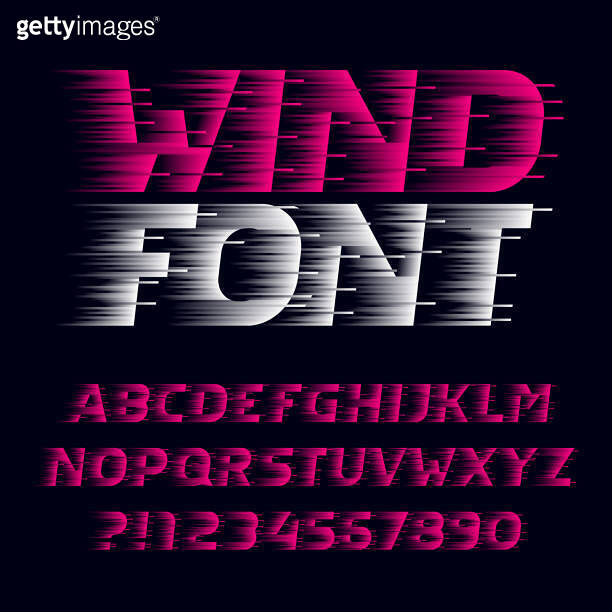 Fast wind alphabet font. Speed effect letters, numbers and symbols ...