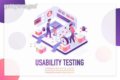 Usability testing isometric landing page vector template. Website ...