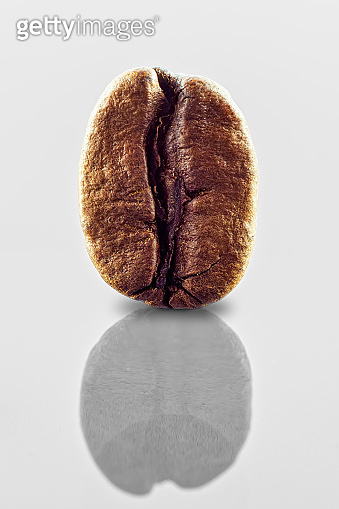 Coffee bean isolated close up in white background with reflex - coffee ...