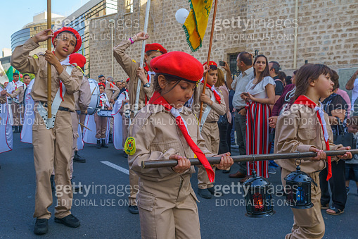 Holy Saturday parade, part of Orthodox Easter celebration in Haifa 이미지 ...