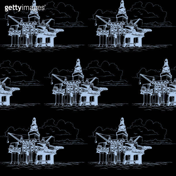 Oil and Gas industry. Exploration offshore drilling platform. Gray on ...
