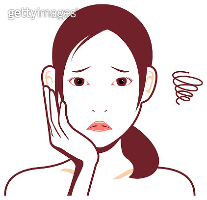 Young asian woman face vector illustration / troubled , annoying 이미지 ...