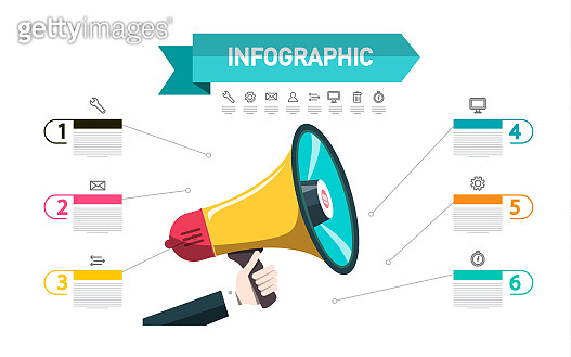 Infographic Announcement Concept with Megaphone and Sample Text. Vector ...