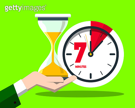 7 Seven Minutes Clock Flat Design Time Symbol with Hourglass 이미지 ...