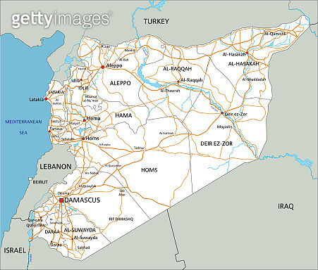High detailed Syria road map with labeling. (1149000563) 일러스트, 무료 일러스트 ...