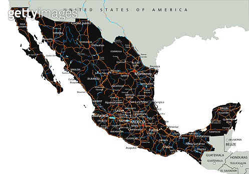 High detailed Mexico road map with labeling. (1148751466) 일러스트, 무료 일러스트 ...