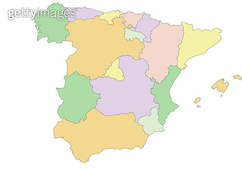 Spain - Highly detailed editable political map. (1148987138) - 게티이미지뱅크