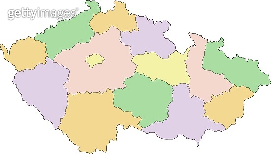 Czech Republic - Highly detailed editable political map with labeling ...