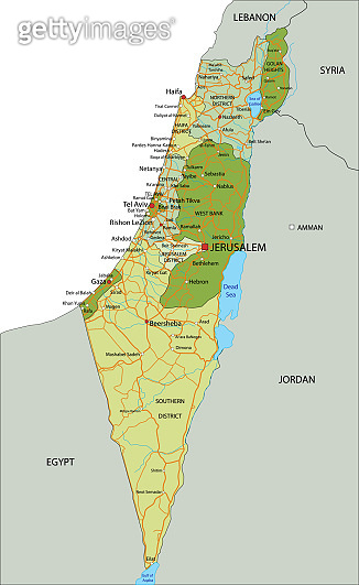 Highly detailed editable political Israel map with separated layers ...