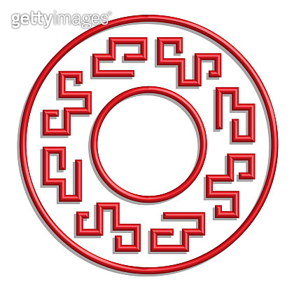 3D chinese pattern frame, circle red vector illustration design for art ...