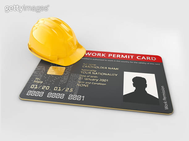 3d Rendering of work permit id card isolated white (1186151253) 일러스트 ...