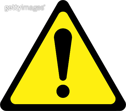 Yellow warning sign with exclamation mark symbol 이미지 (1151770543) - 게티이미지뱅크