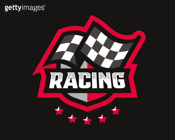 Racing logo design. Checkered finish flag emblem template editable for ...