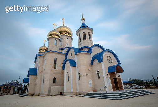 The famous Russian style orthodox church at the village Episkopio of in ...