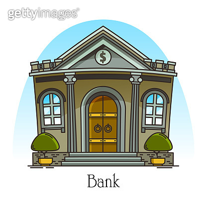 Cartoon bank building with columns. Banking (1182644783) 일러스트, 무료 일러스트 ...